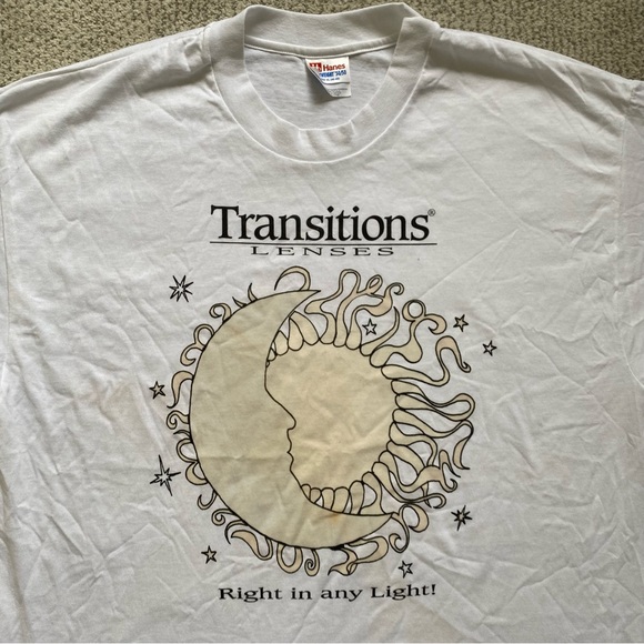 Shirts | Vintage 9s Transitions Lenses Xl White T Shirt Sun Moon | Poshmark